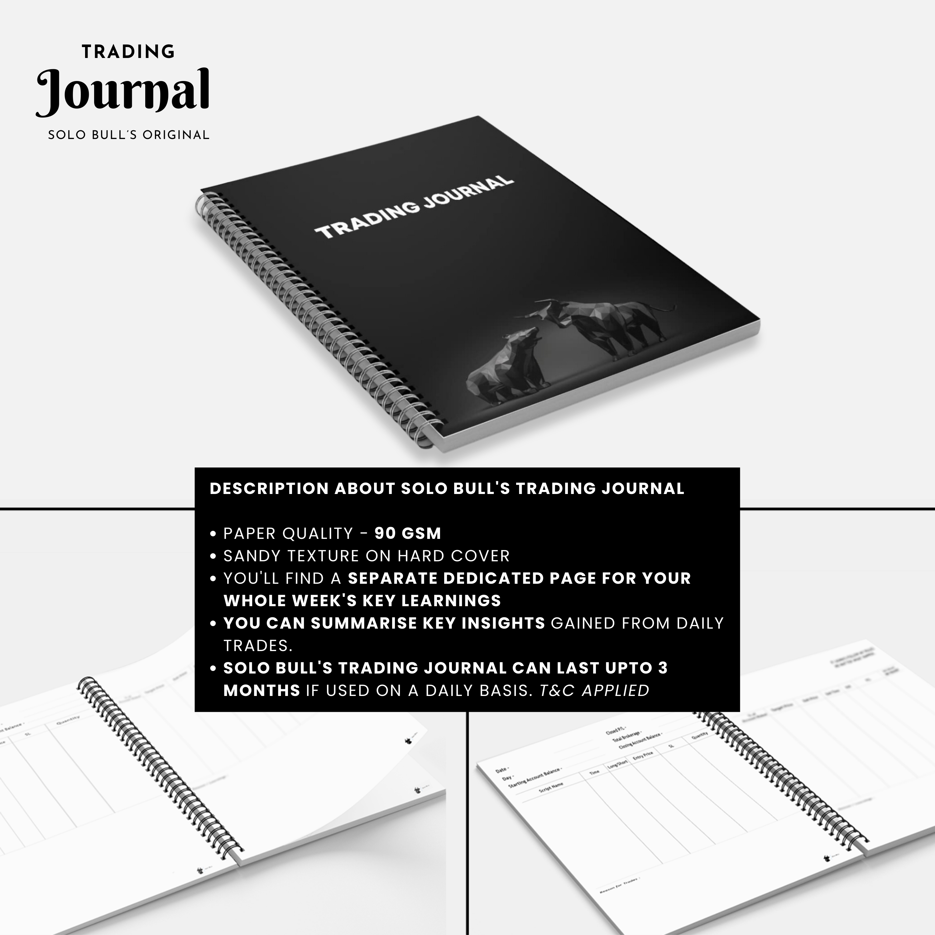 SOLO BULL's Trading Journal 2.0 [Spiral-Bound] 2024 | Track, Analyze,